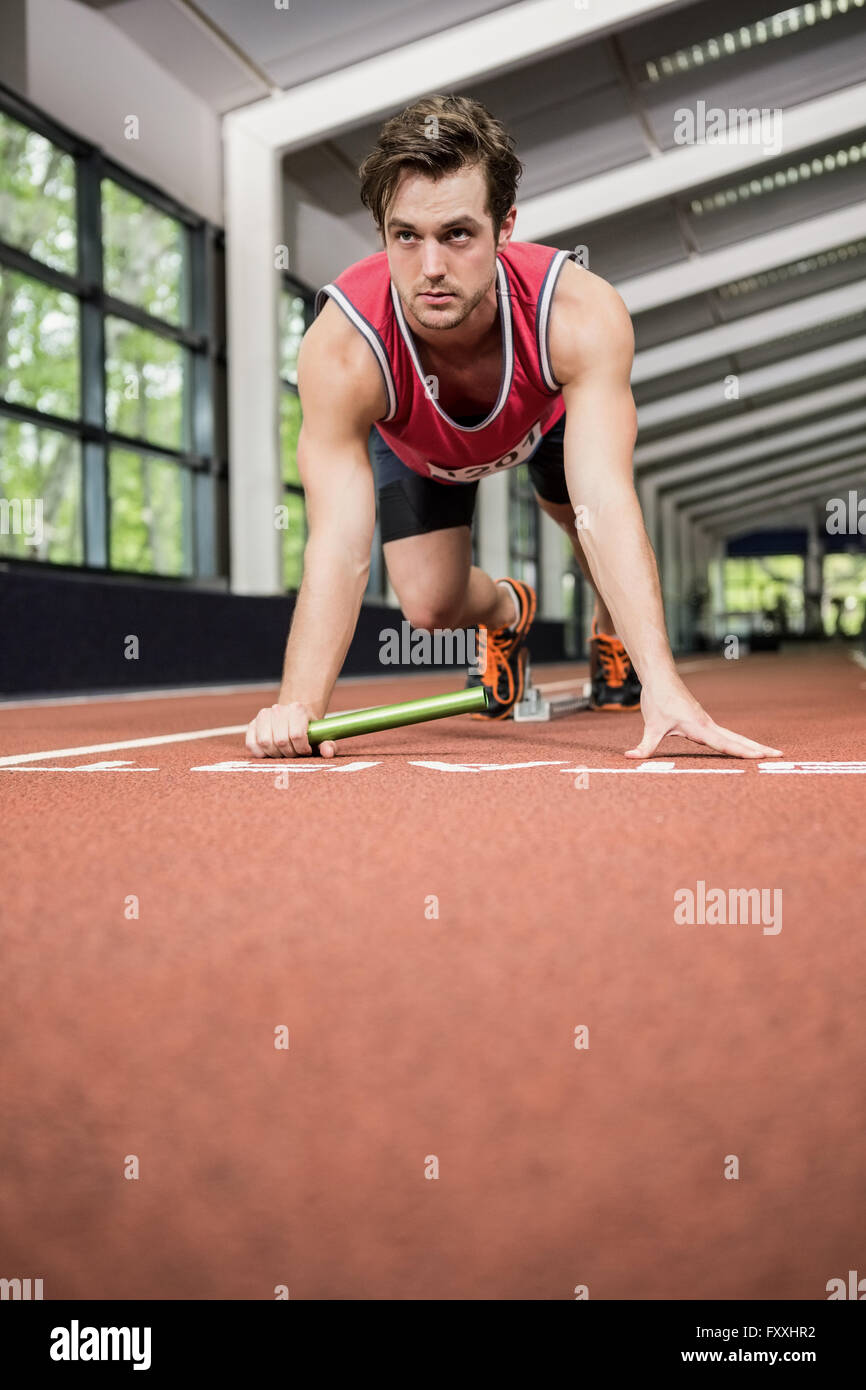 Athlete ready to run Stock Photo - Alamy