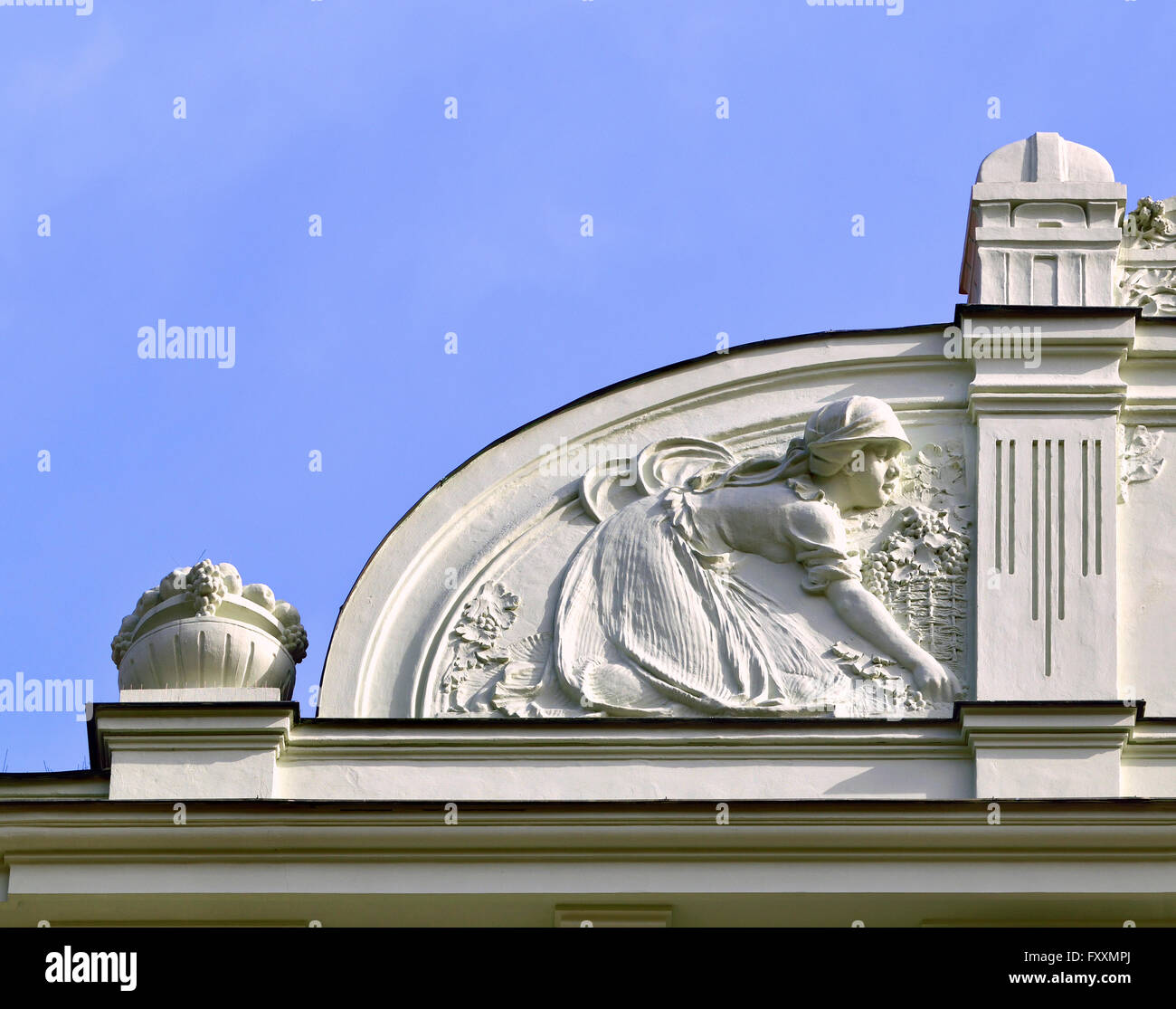 Prague, Czech Republic. Art nouveau detail on the facade of Rimska 35/ ...