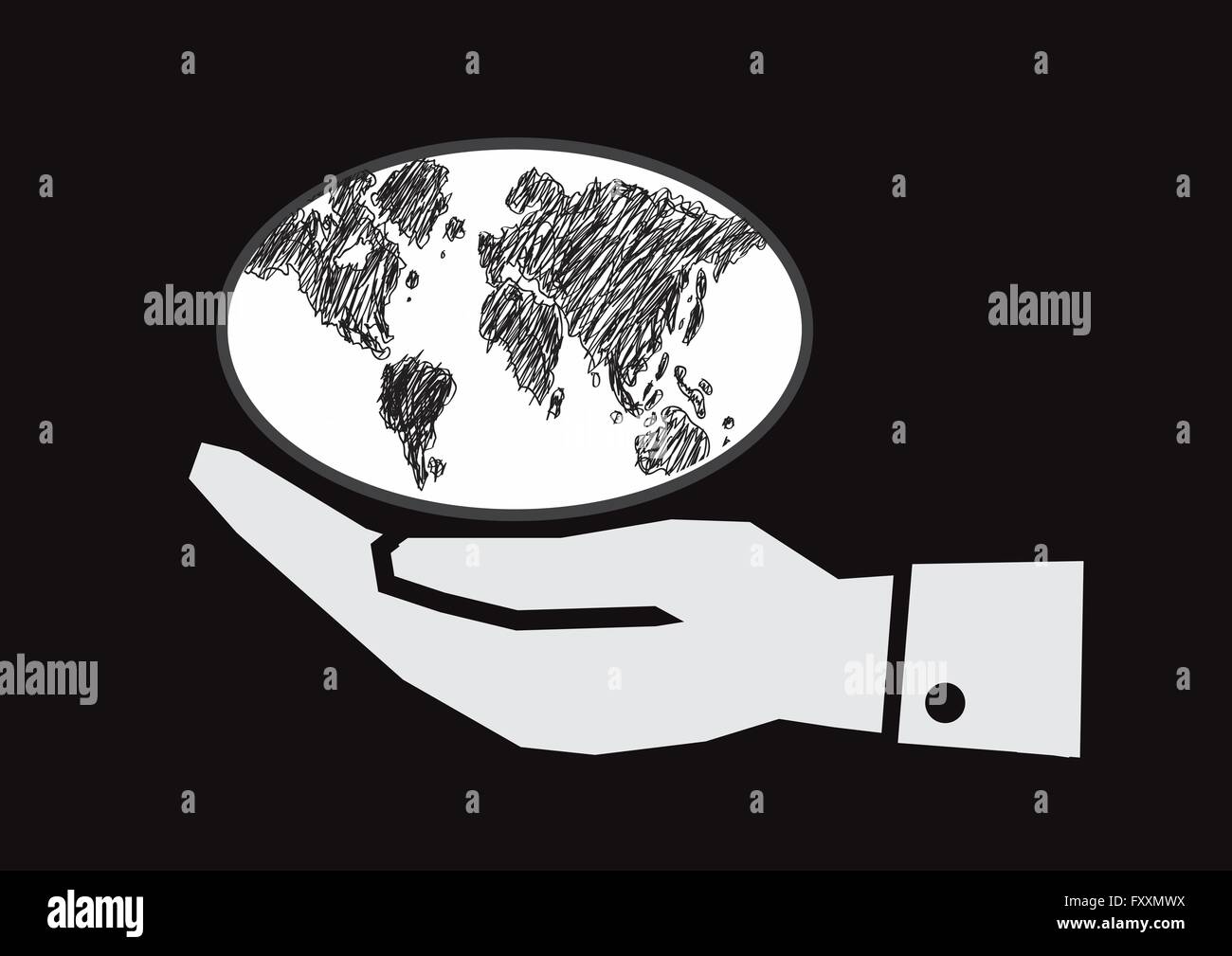 Hand holding world globe map Stock Vector Image & Art - Alamy