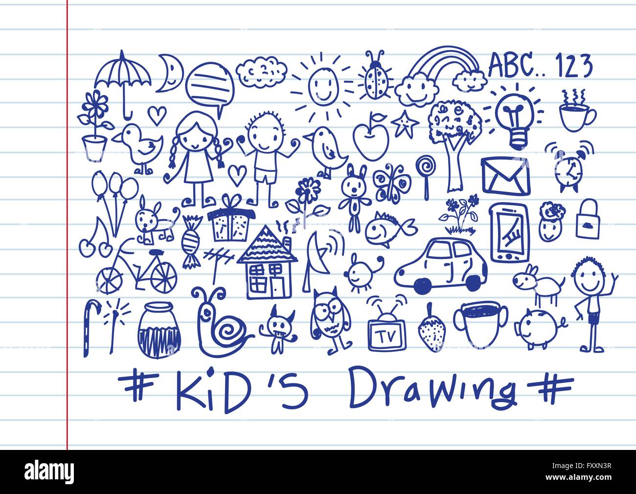 Kids drawings box Stock Vector Images - Alamy