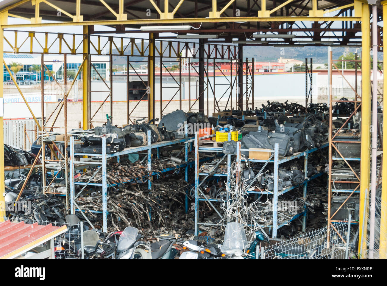 Expanse of cars in demolition. Ready for recycling or destruction Stock ...