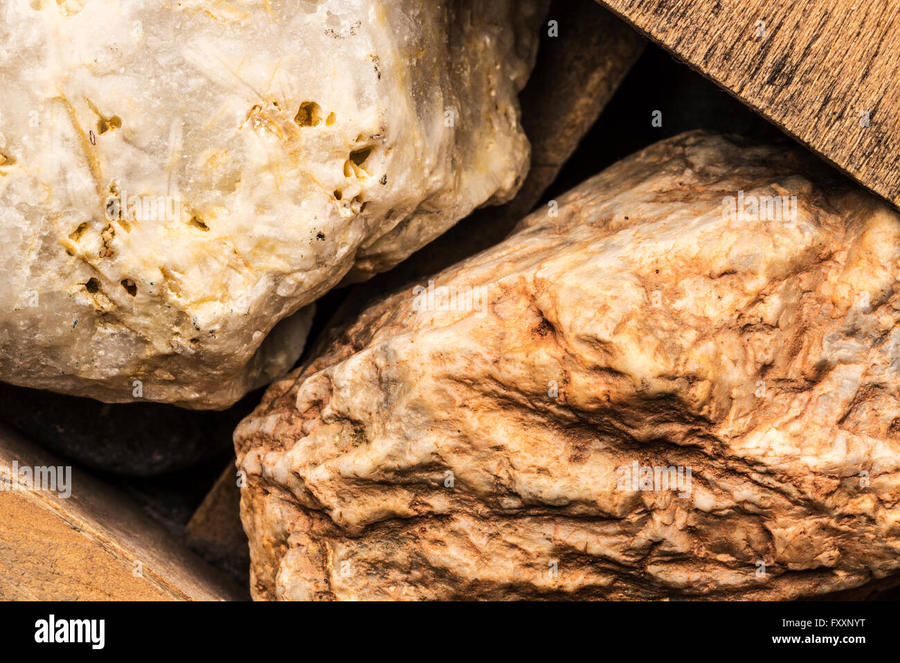 Close-up of stones inside an old wooden box as background Stock Photo ...