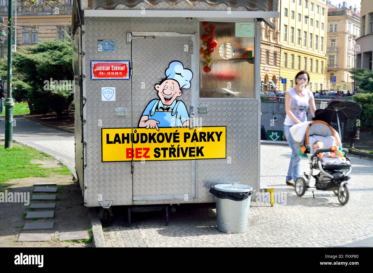 Prague, Czech Republic. Hot Dog stand in Namesti miru (Peace Square ...