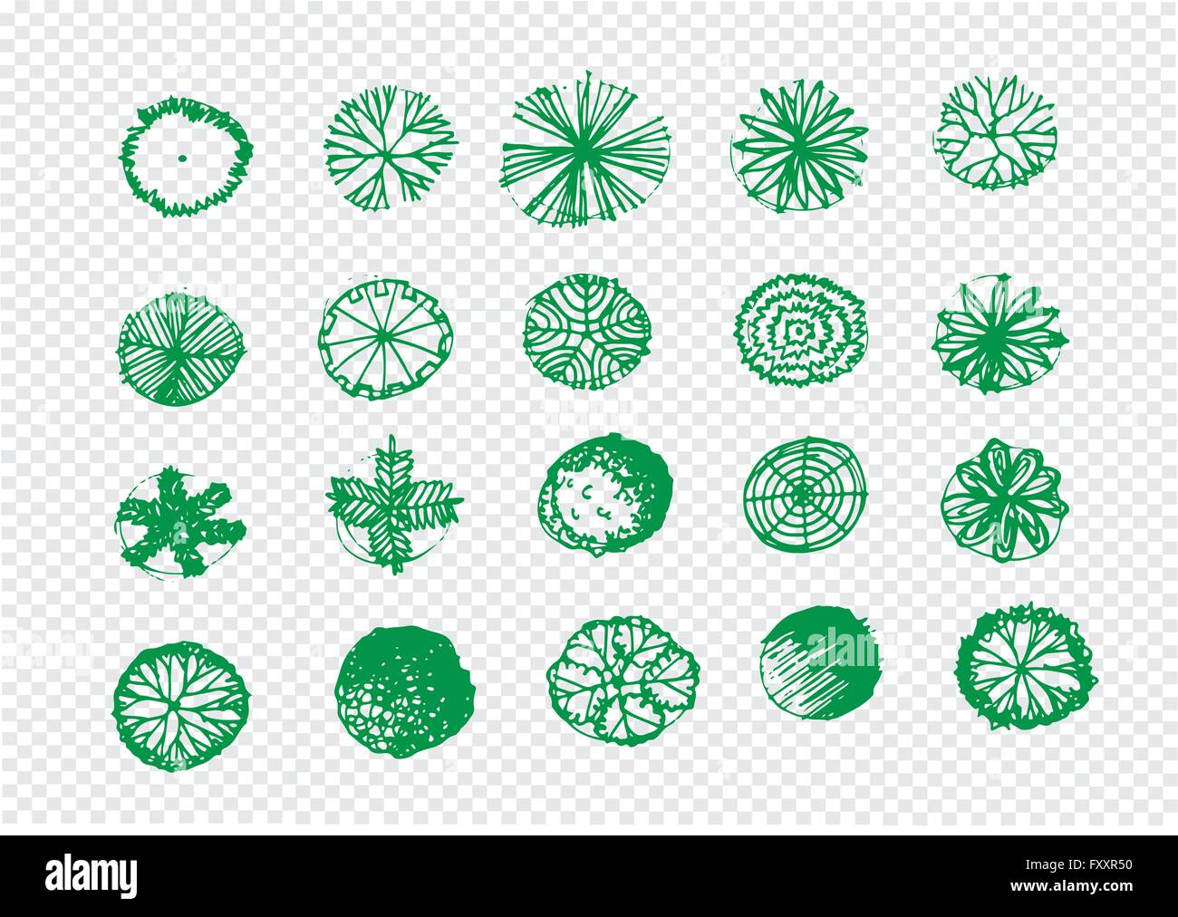 Trees top view for architecture landscape design projects Stock Vector ...