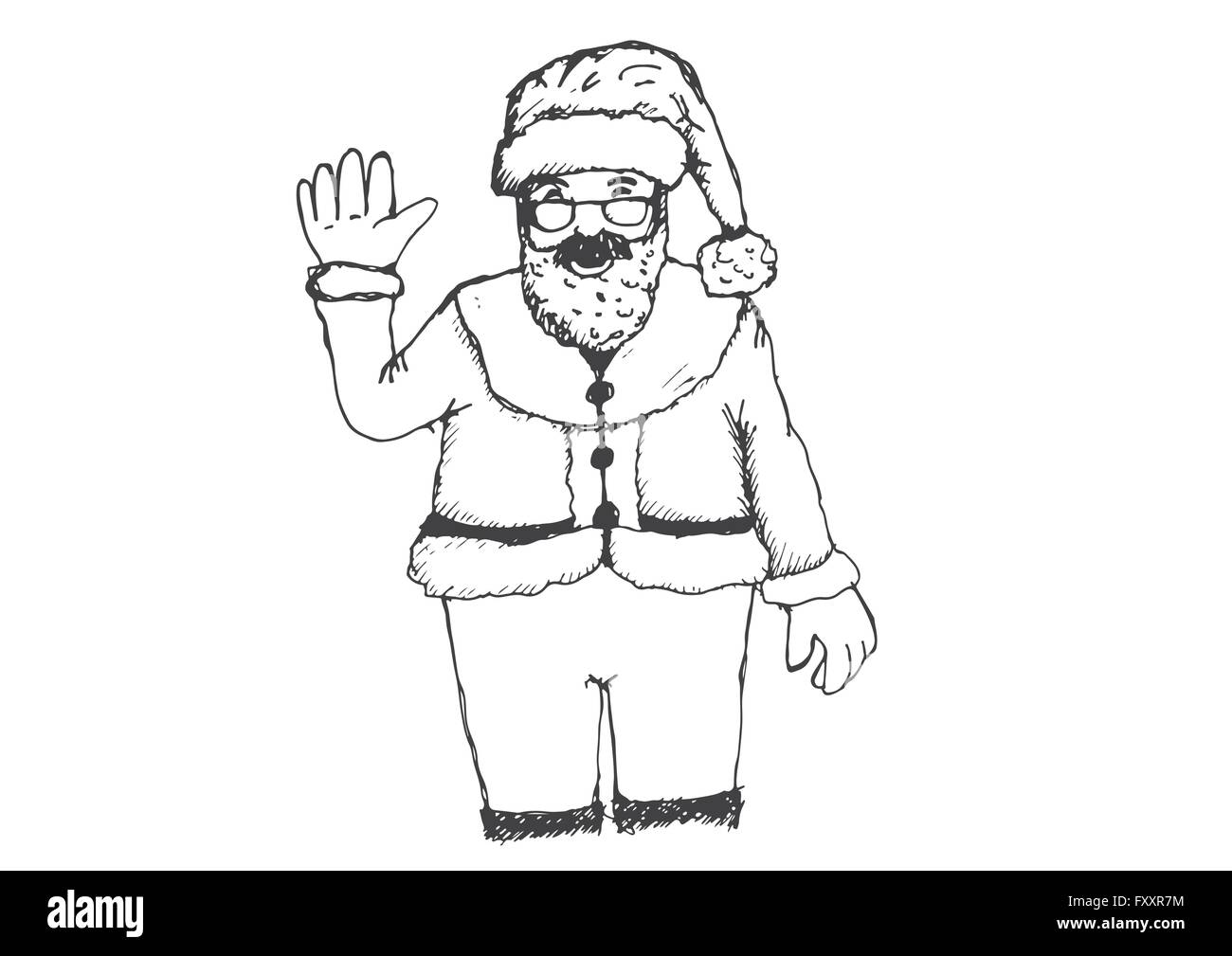 Santa claus hand drawing Black and White Stock Photos & Images - Alamy