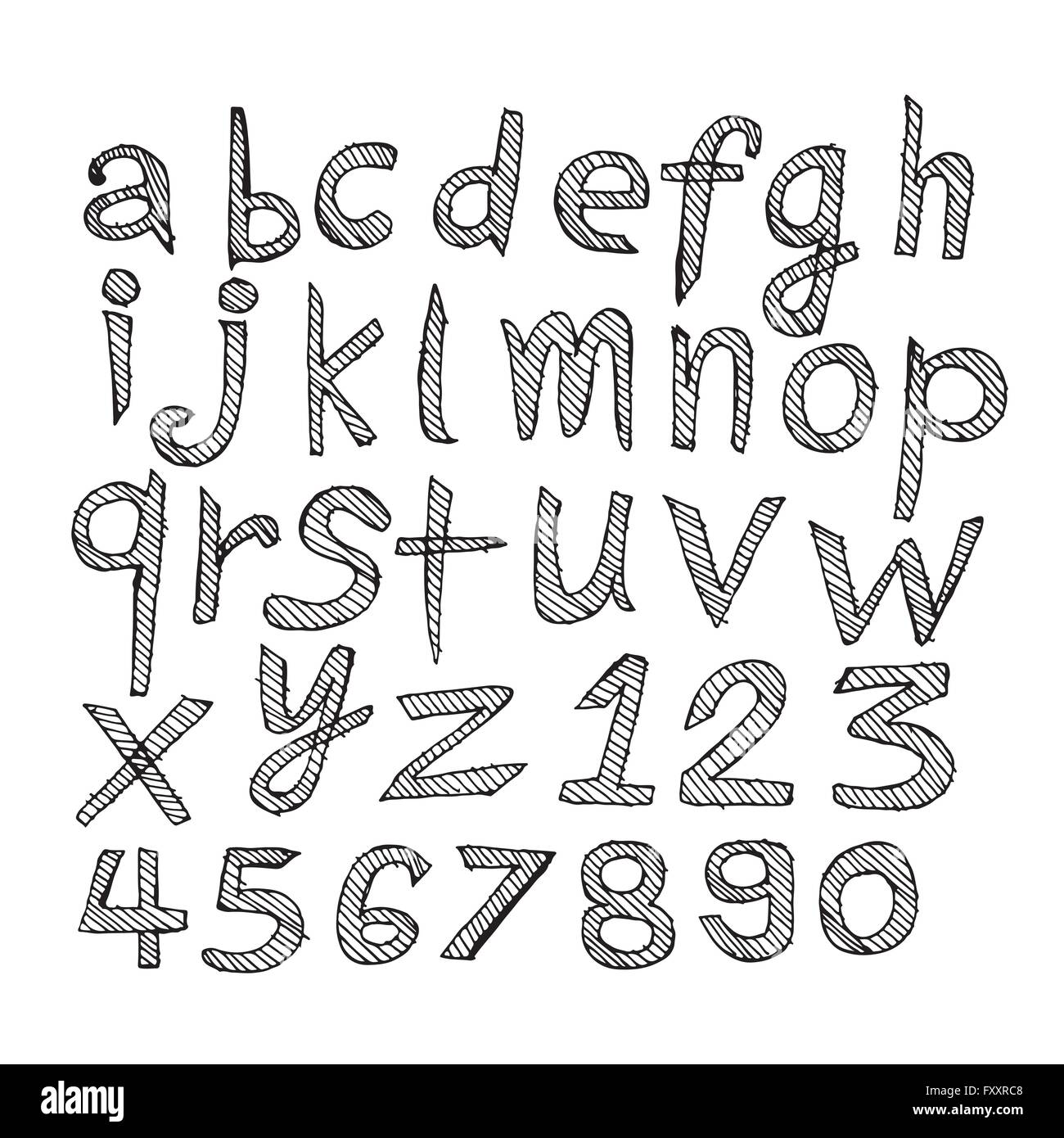 Hand drawn letters font written with a pen Stock Vector Image & Art - Alamy