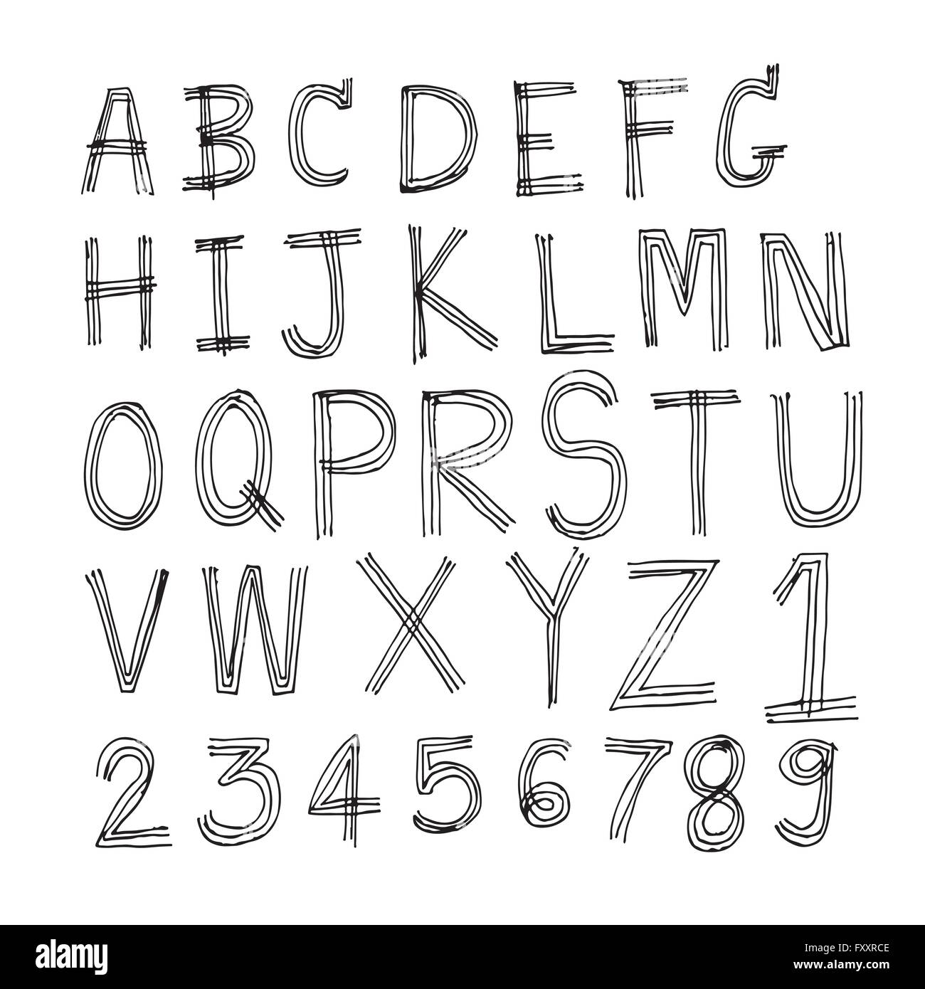 Hand drawn letters font written with a pen Stock Vector Image & Art - Alamy