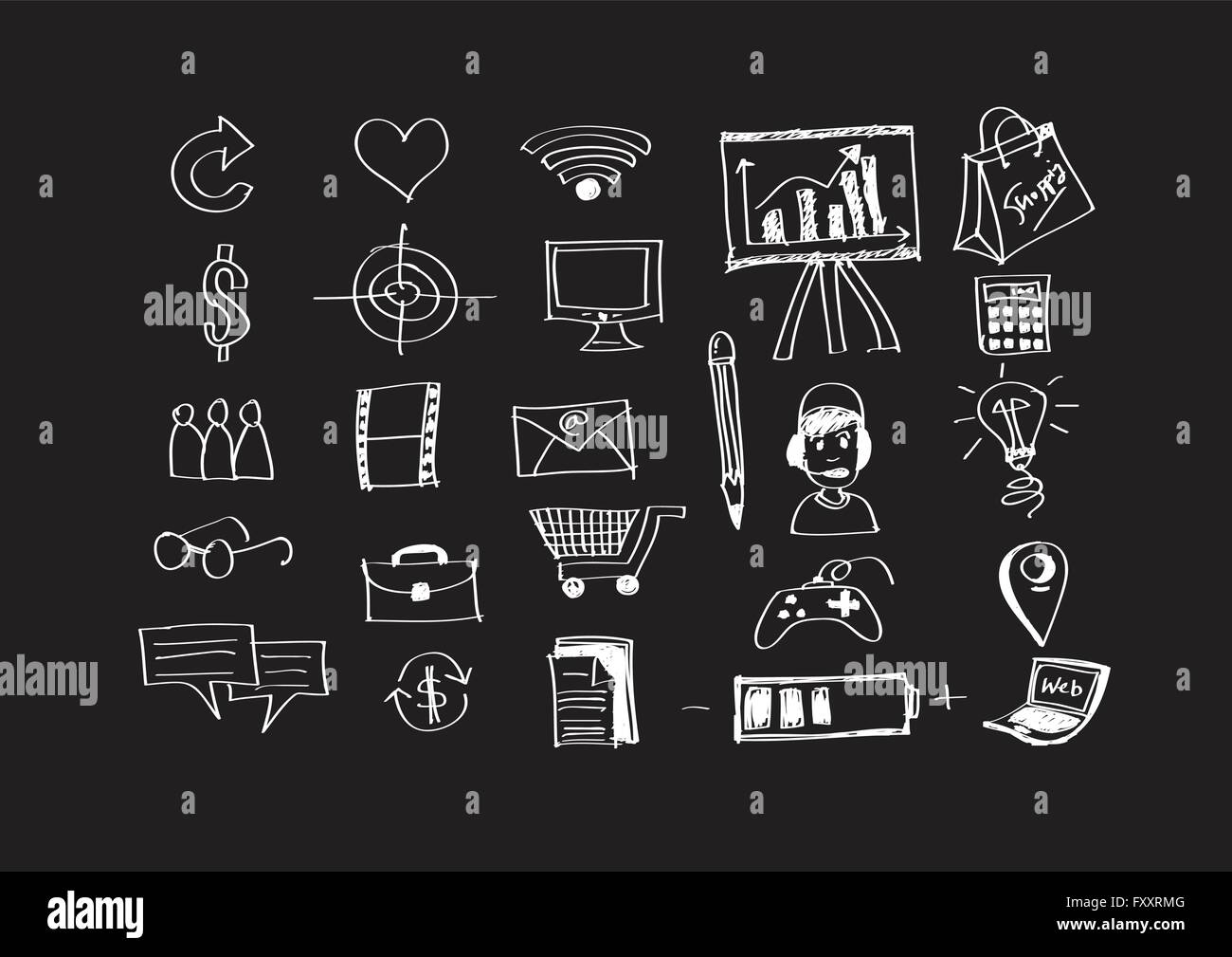 Hand doodle Business icon set idea design Stock Vector Image & Art - Alamy