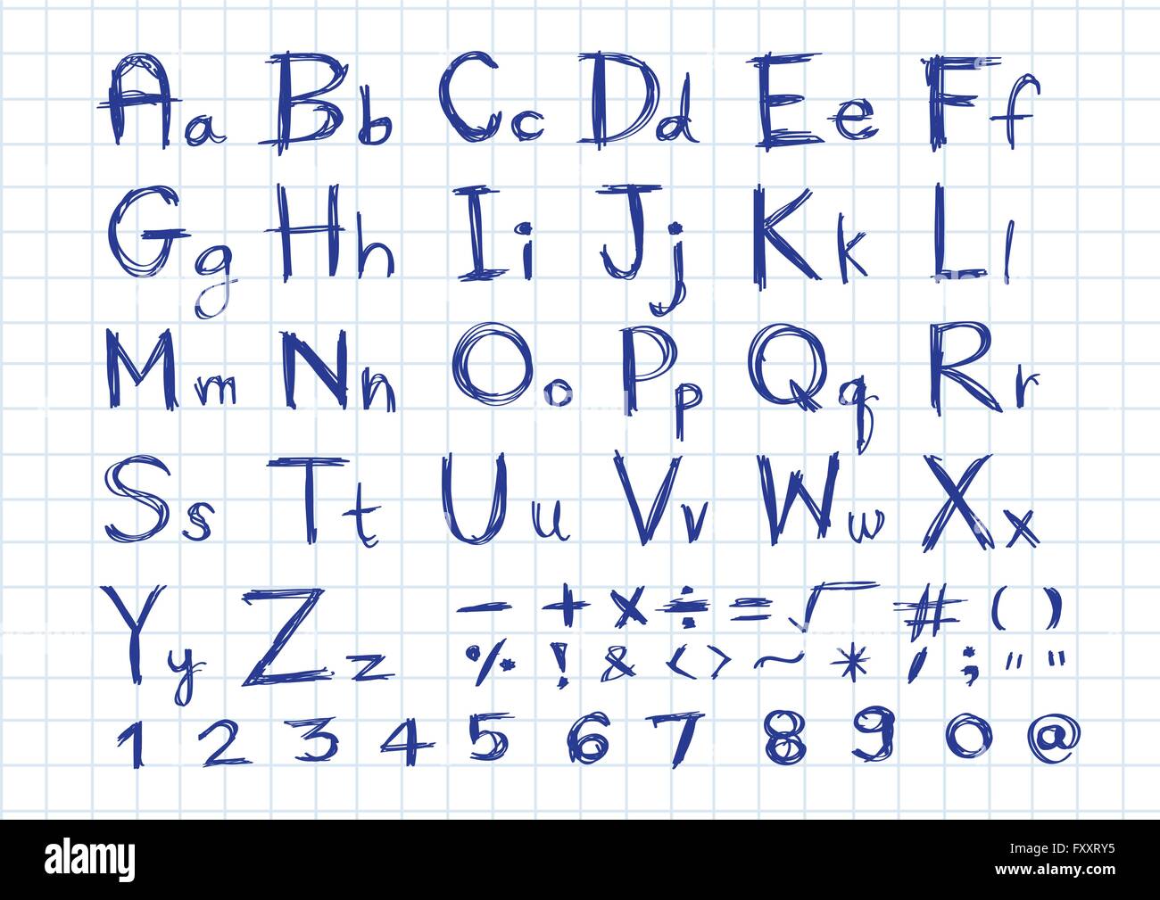 Hand drawn letters font on transparent background Stock Vector Image ...