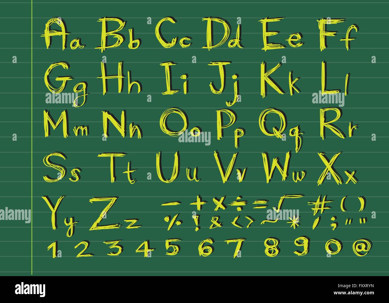 Hand drawn letters font on transparent background Stock Vector Image ...