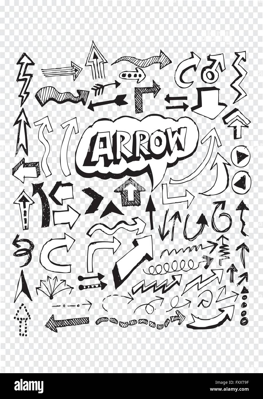 Hand drawn sketch arrow collection for your design Stock Vector Image ...
