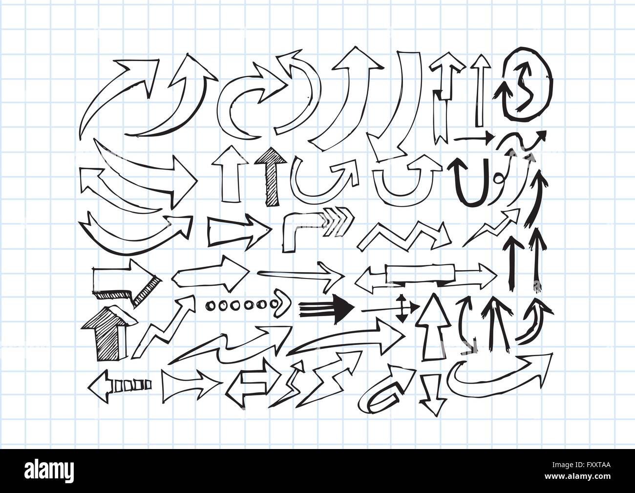 Hand drawn sketch arrow collection for your design Stock Vector Image ...