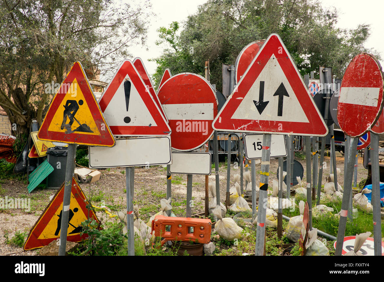 gathering of street signs Stock Photo - Alamy