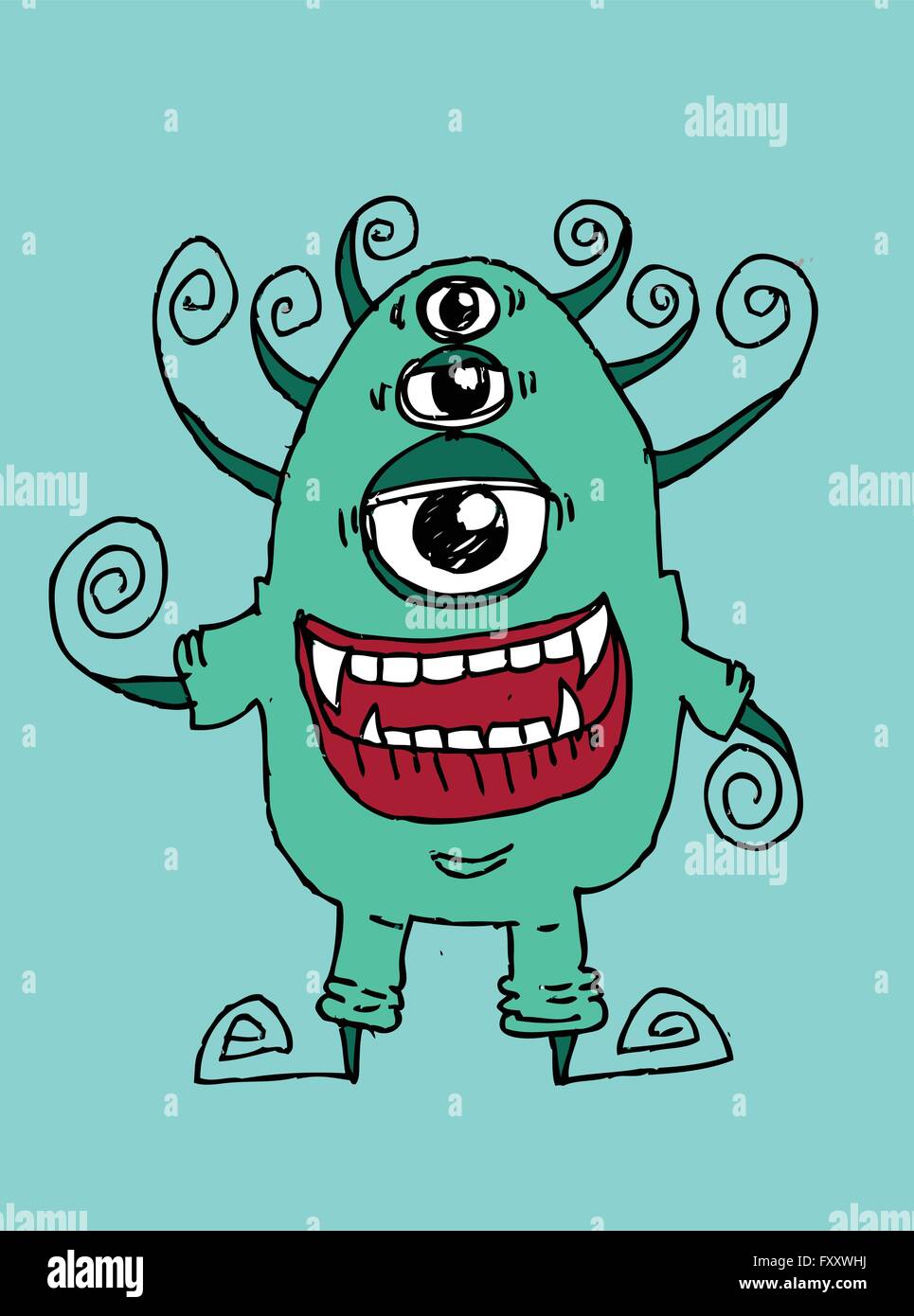 Cartoon cute monsters in Jaidee Family Style Stock Vector Image & Art ...
