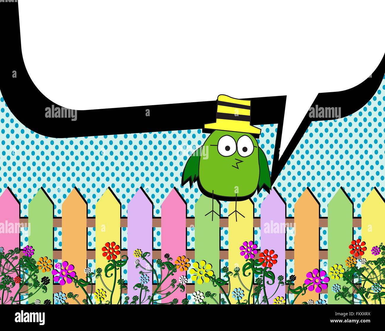 Birds with bubbles speech and garden fence nature Stock Vector Image ...