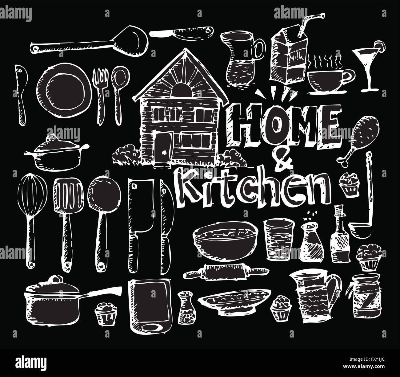 sketch Kitchen elements doodle Stock Vector Image & Art - Alamy