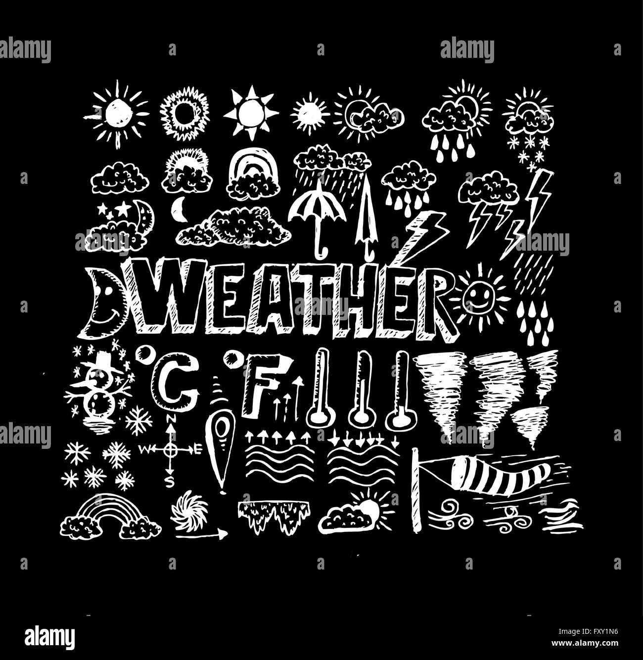 Weather symbols vector vectors Black and White Stock Photos & Images ...