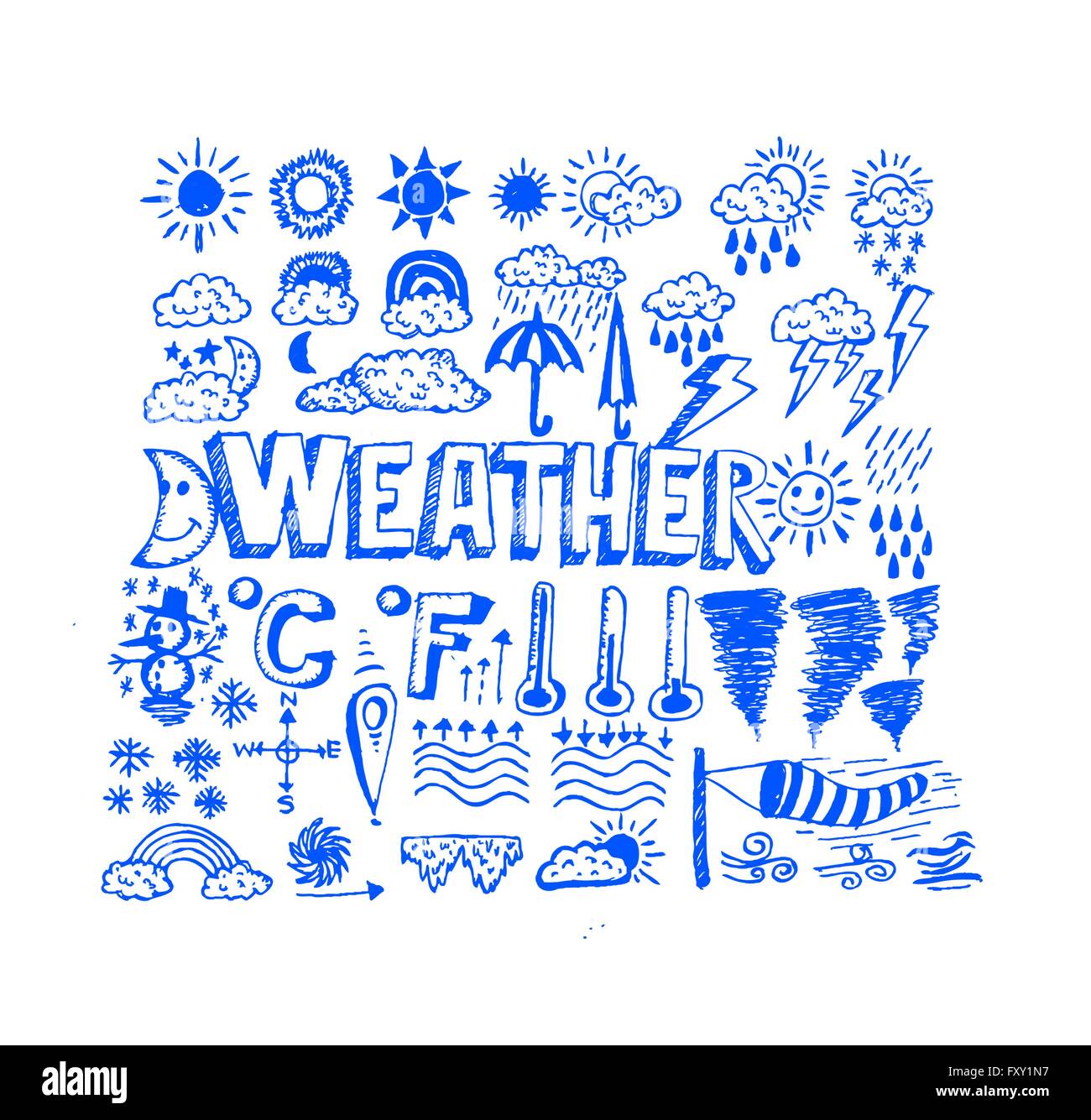drawing idea of weather symbols widget and icons Stock Vector Image ...