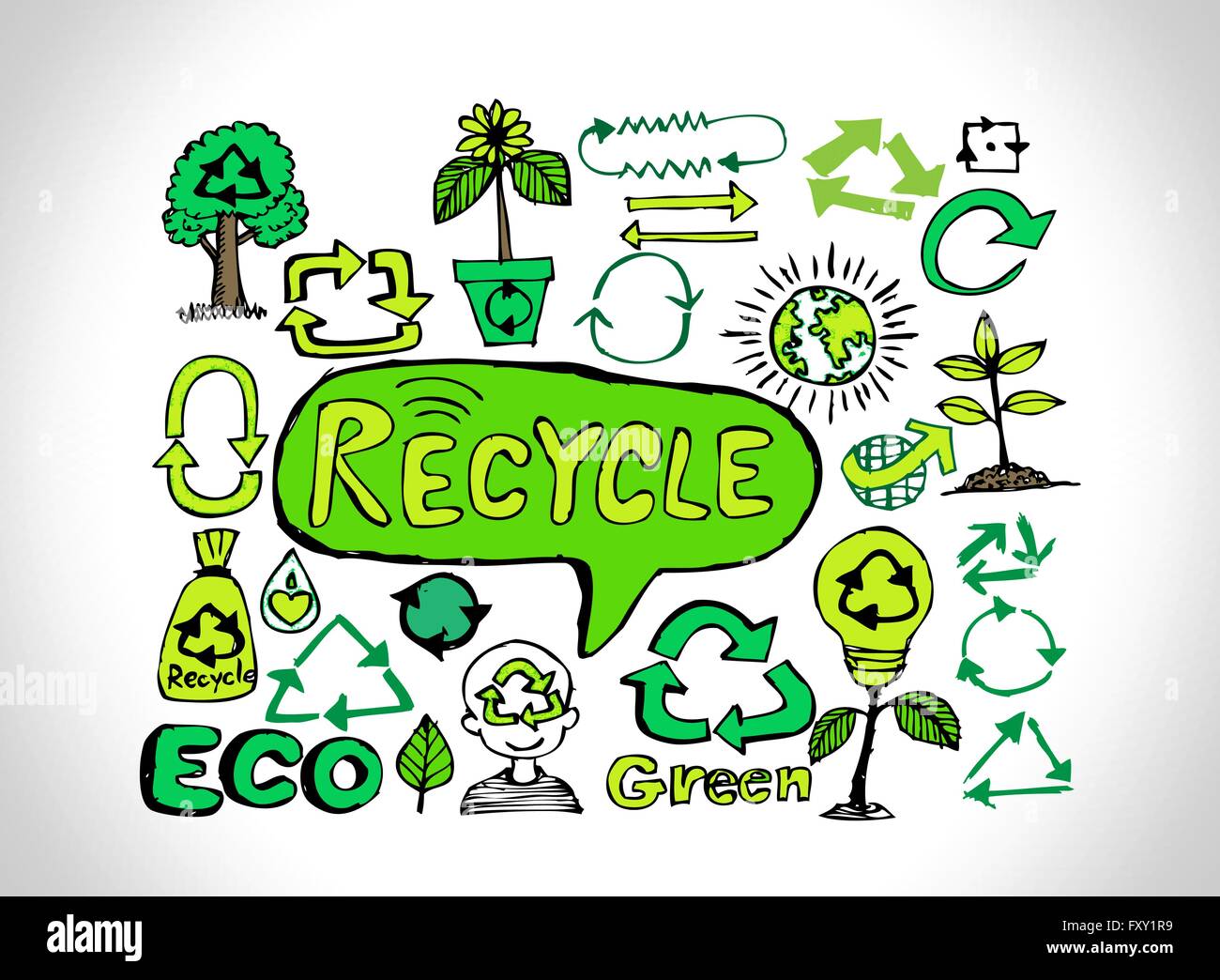 Eco Idea Sketch and Eco friendly Doodles Stock Vector Image & Art - Alamy