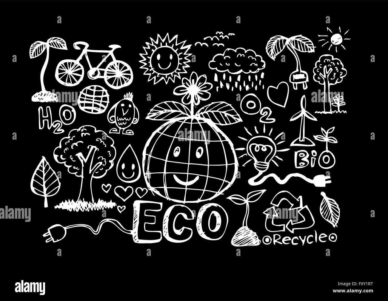 Eco Idea Sketch and Eco friendly Doodles Stock Vector Image & Art - Alamy