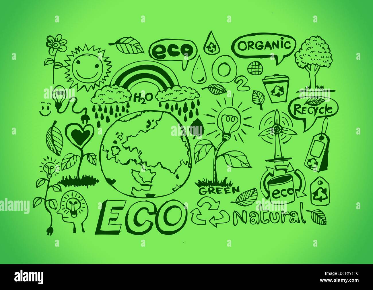 Eco Idea Sketch and Eco friendly Doodles Stock Vector Image & Art - Alamy