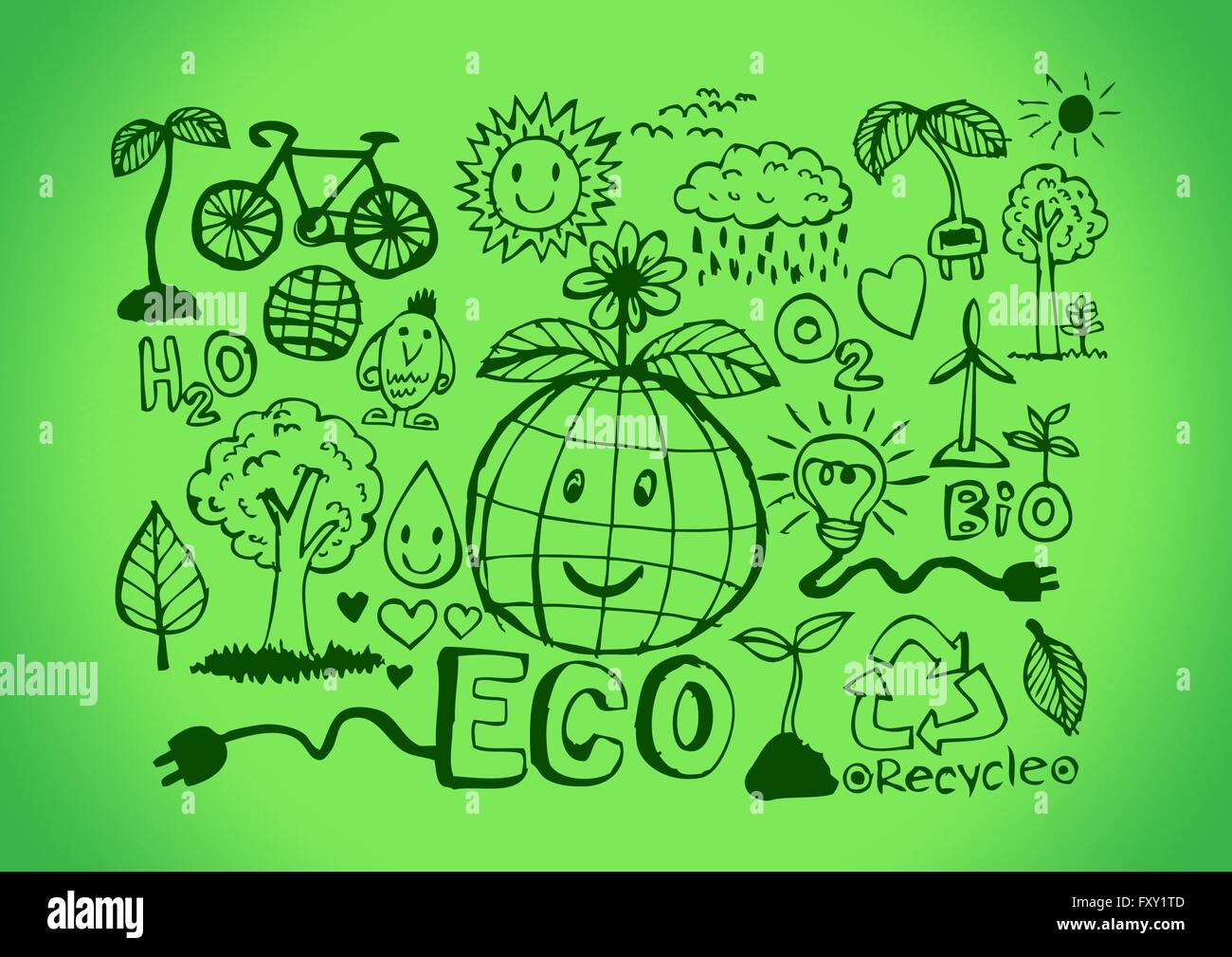 Eco Idea Sketch and Eco friendly Doodles Stock Vector Image & Art - Alamy