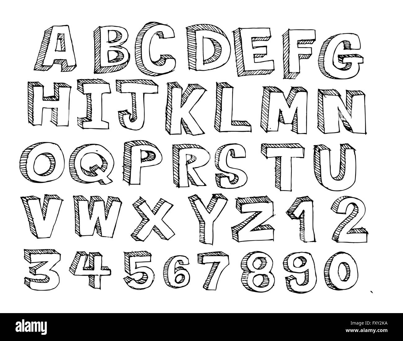 Font Sketch Hand drawing letters Stock Vector Image & Art - Alamy