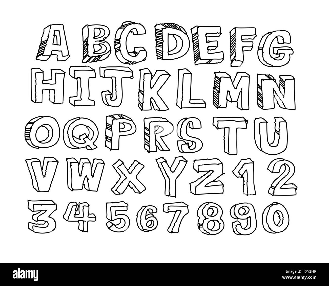 Font Sketch Hand drawing letters Stock Vector Image & Art - Alamy