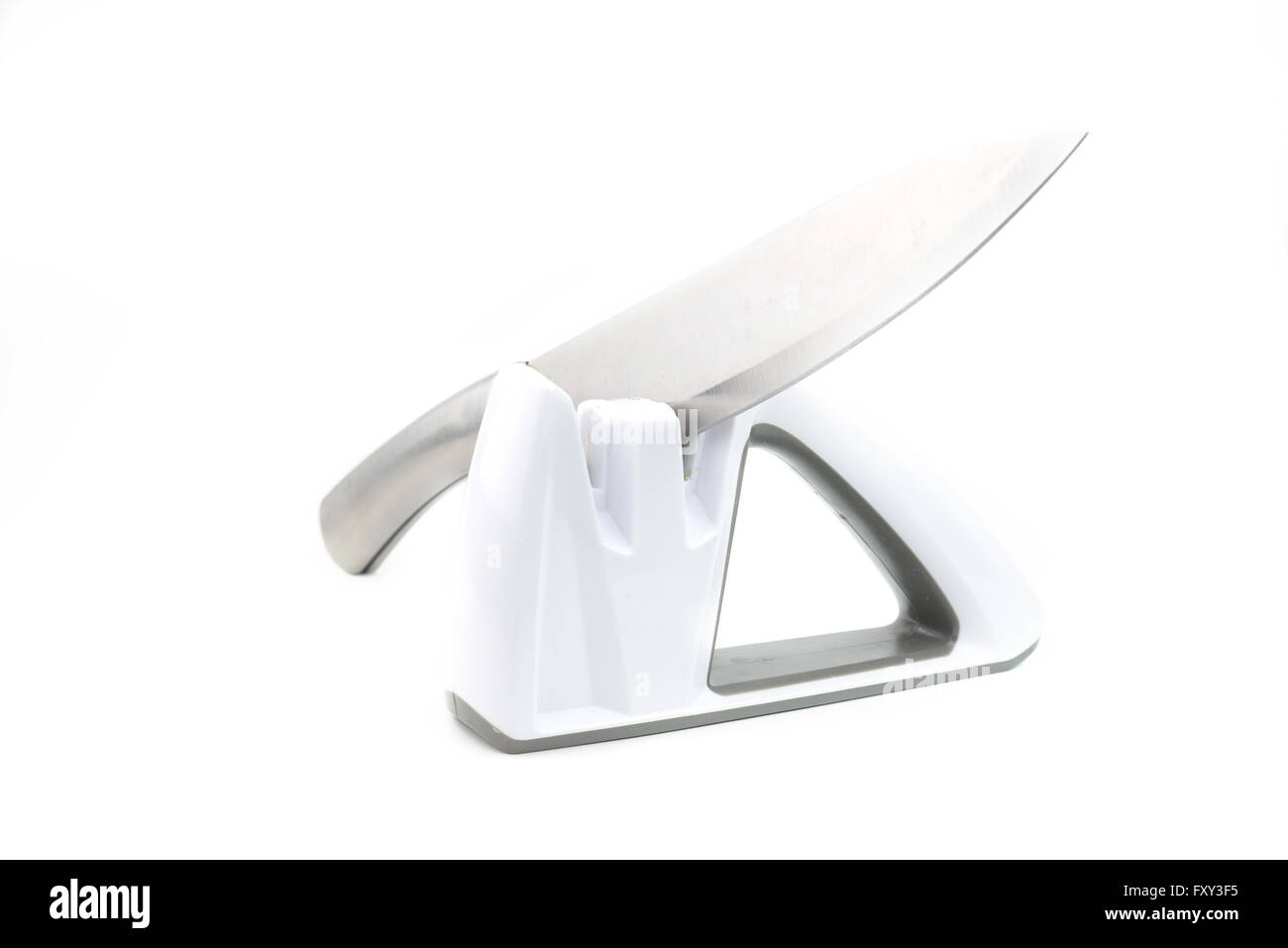 Plastic grey and white sharpener on isolated white background Stock ...