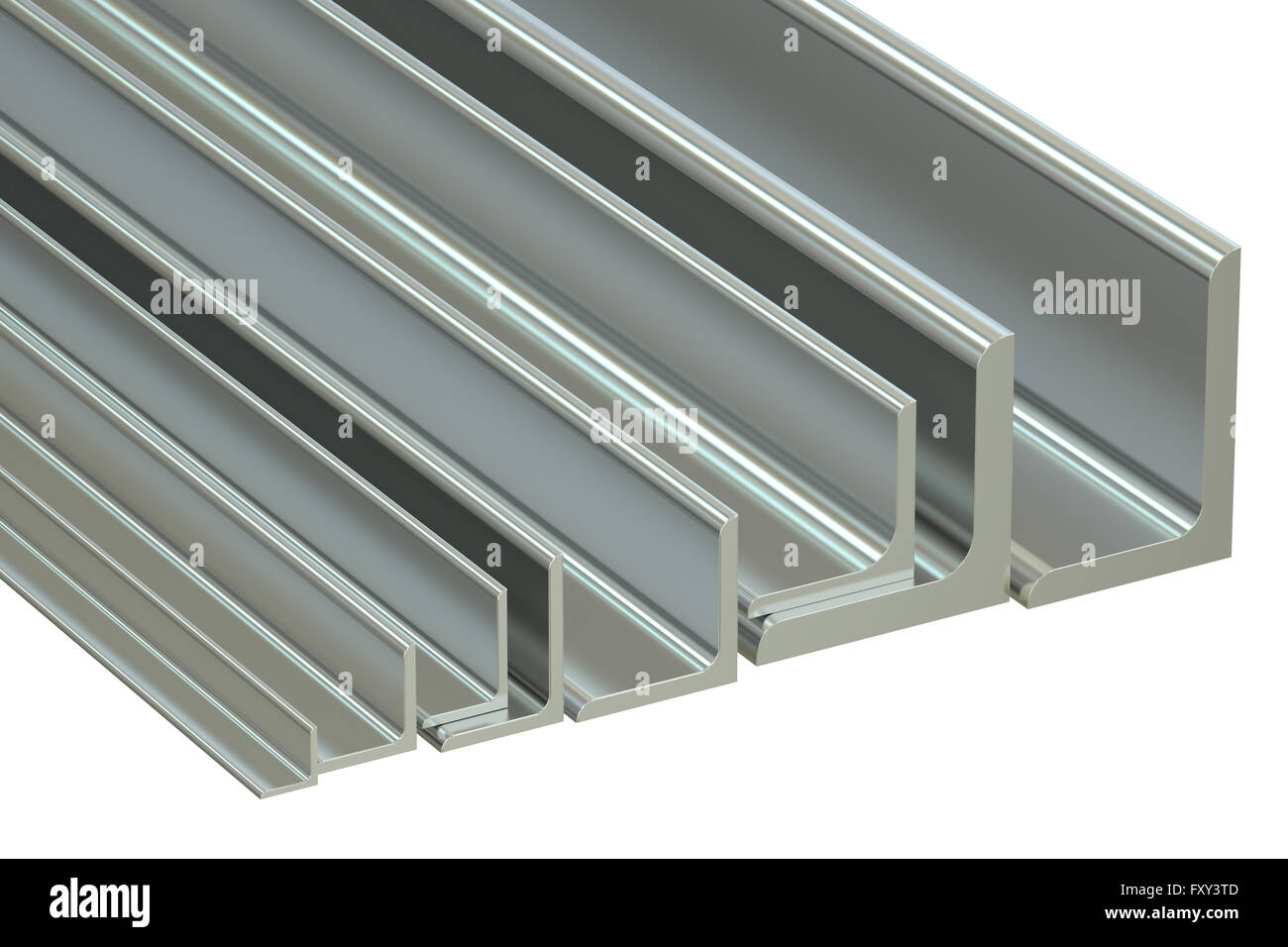 rolled metal L-bar, angles. 3D rendering isolated on white background ...