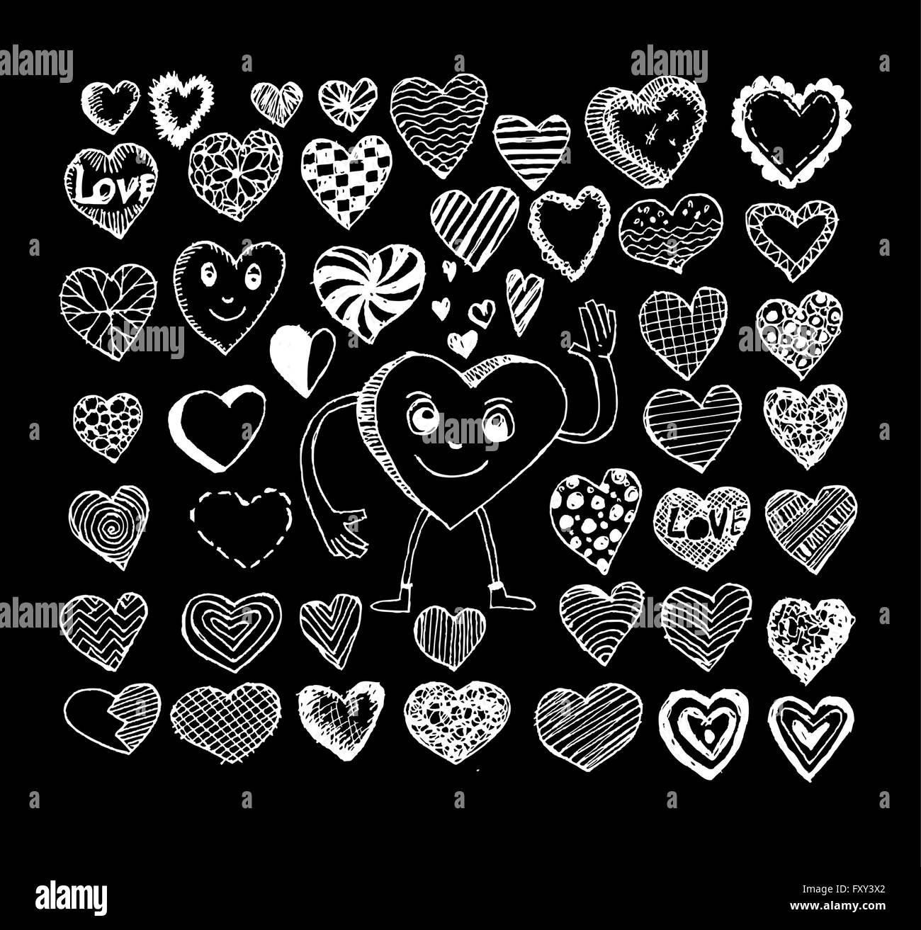 Valentines card hearts holiday Black and White Stock Photos & Images ...