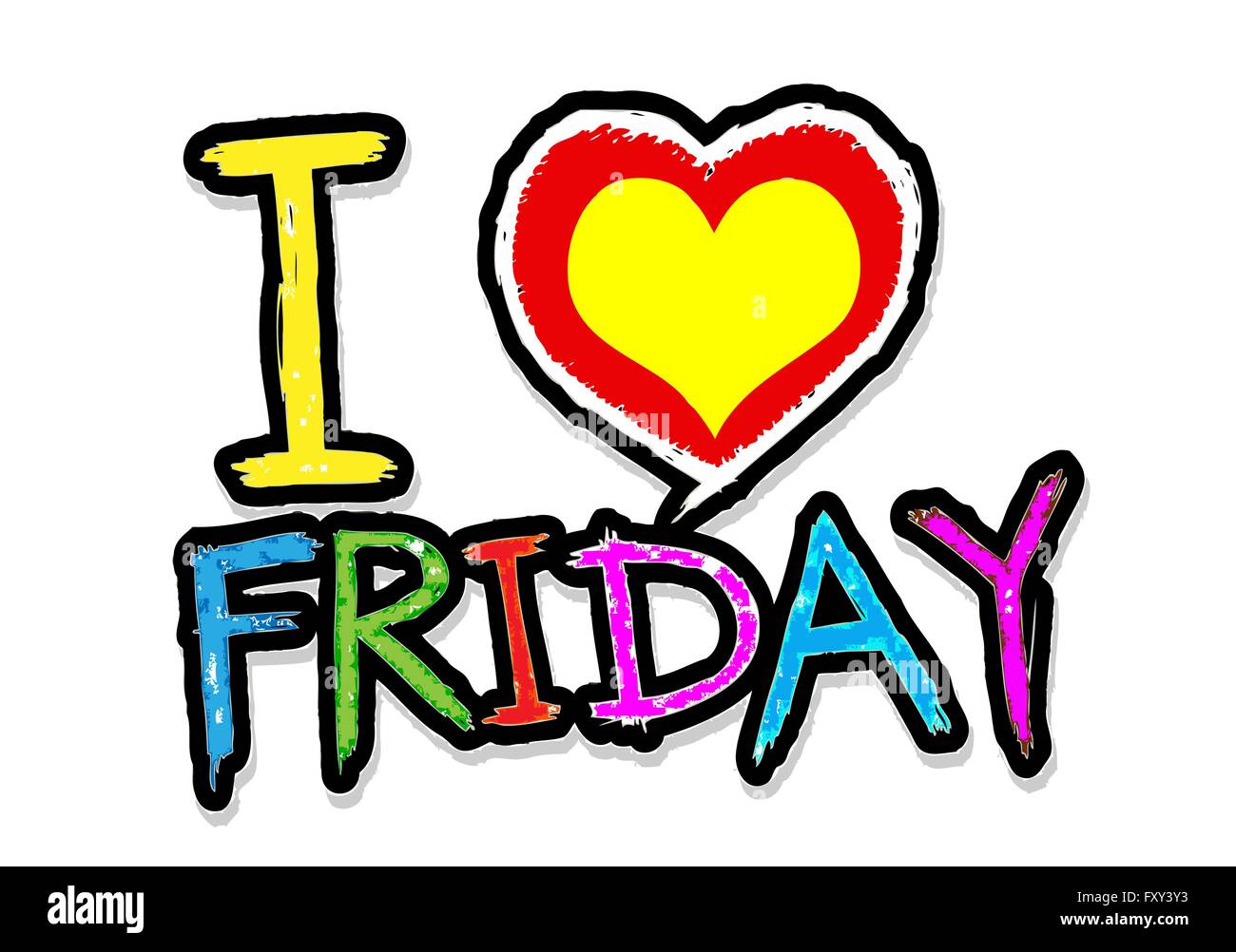 i love friday, font type with signs I love weekend Stock Vector Image ...