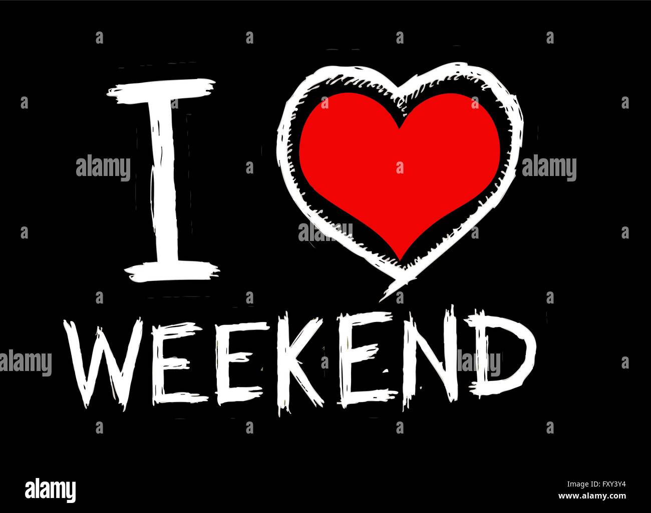 i love friday, font type with signs I love weekend Stock Vector Image ...