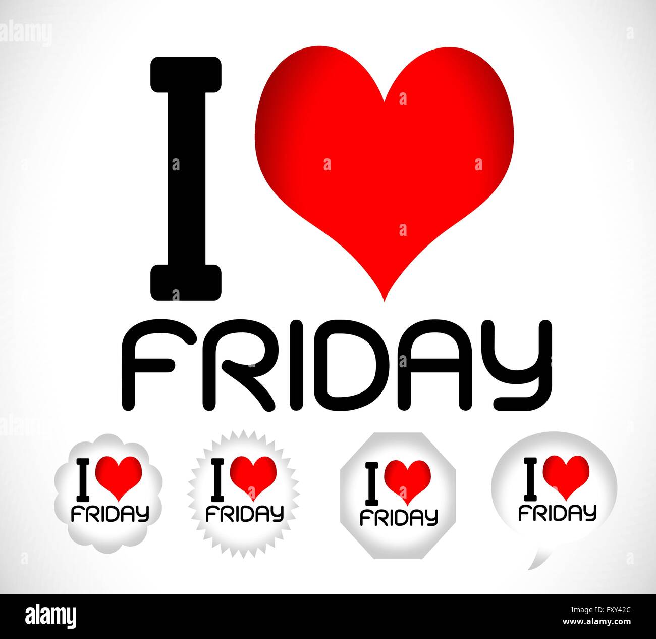 i love friday, font type with signs I love weekend Stock Vector Image ...