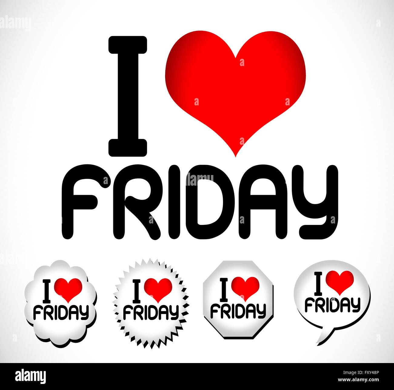 i love friday, font type with signs I love weekend Stock Vector Image ...
