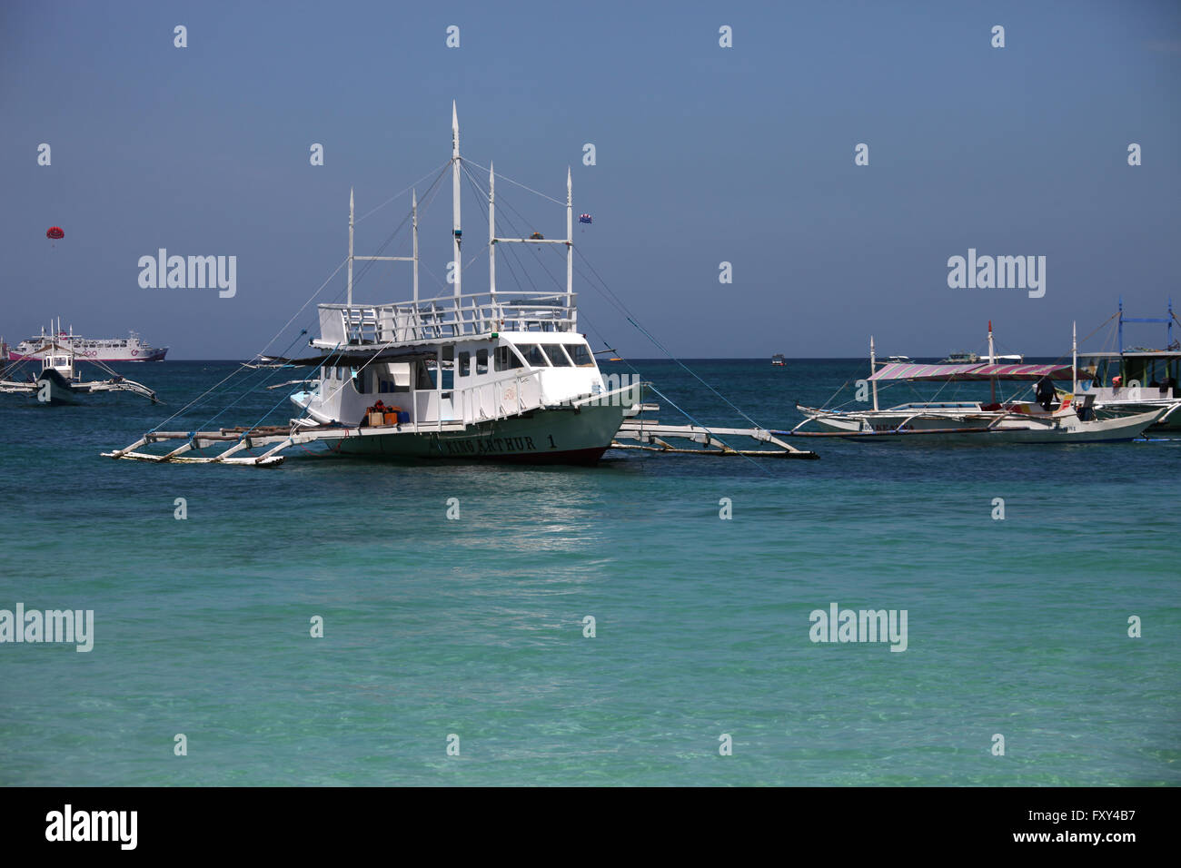 JUKUNG BOATS AT SEA BORACAY ISLAND PHILIPPINES 29 April 2015 Stock ...