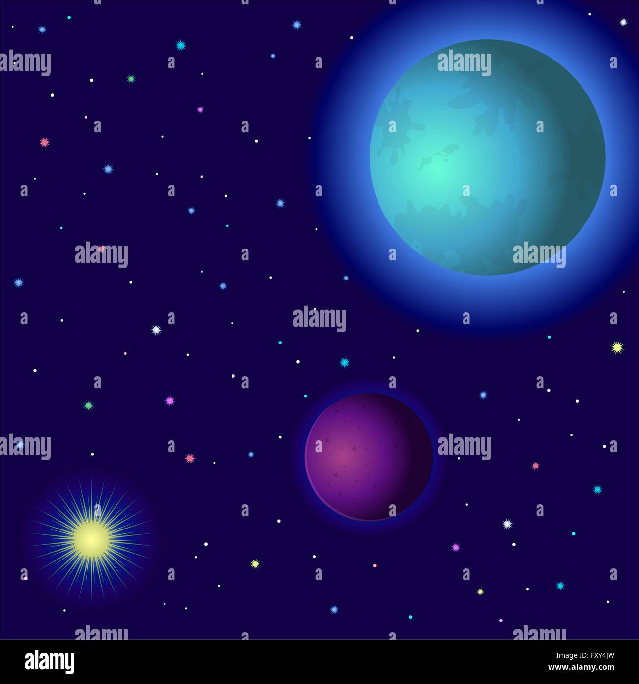 Space, planets and sun Stock Vector Image & Art - Alamy