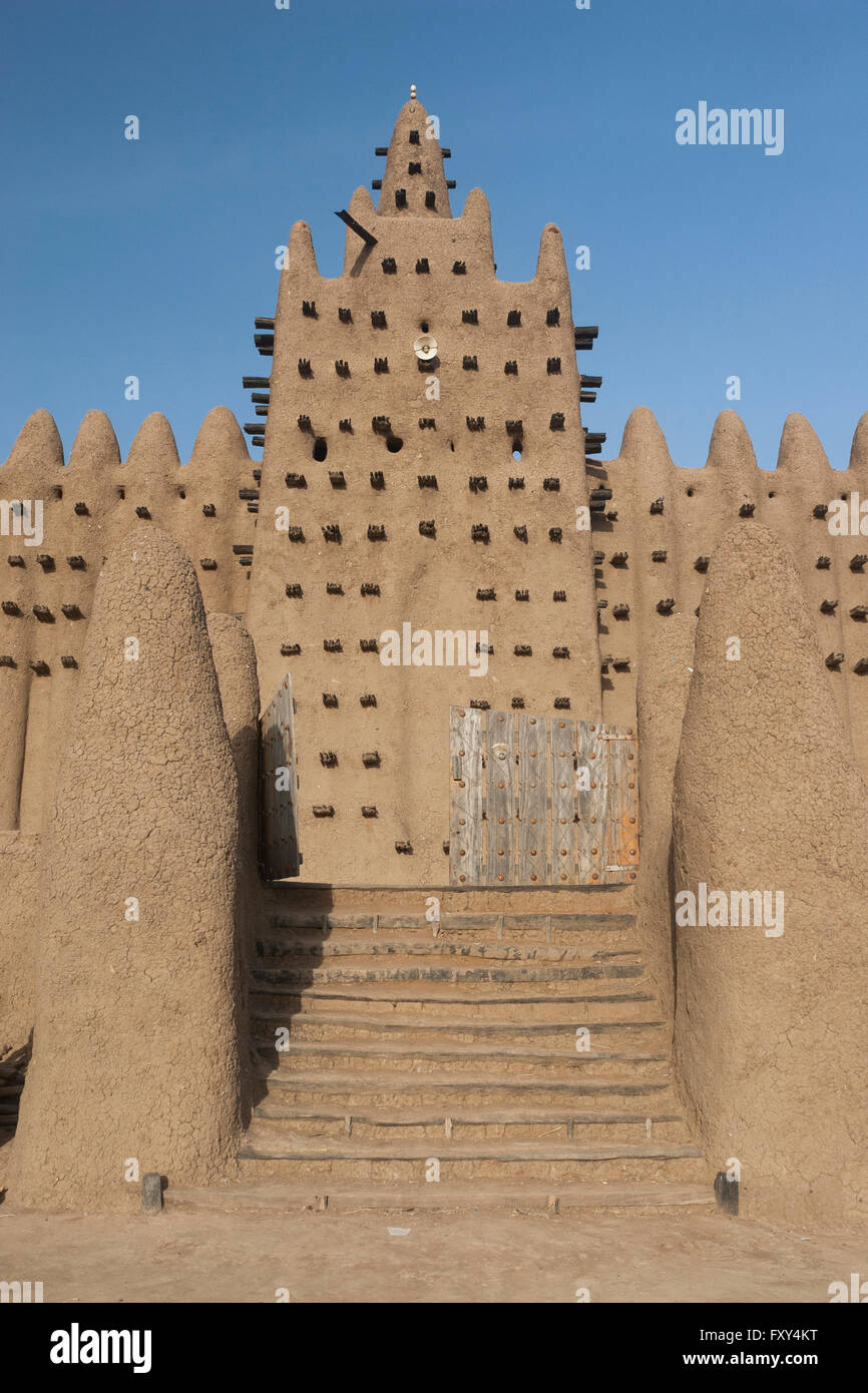 The entrance of the Great Mosque of Djenné, (Mali, Africa) the biggest ...