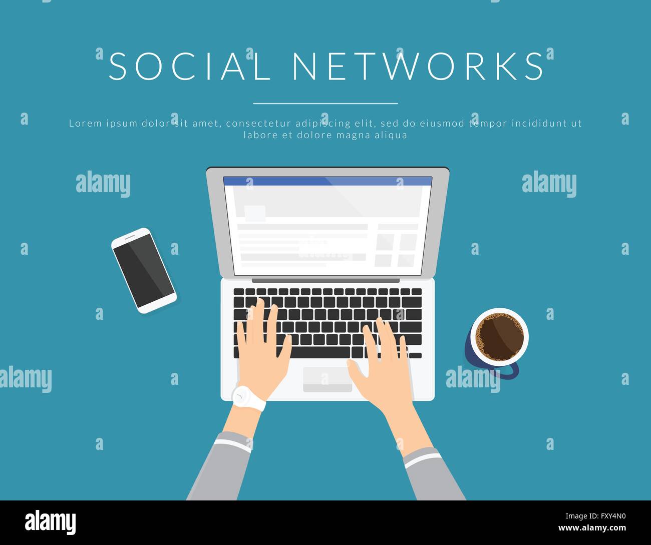 Hands typing text Stock Vector Images - Alamy