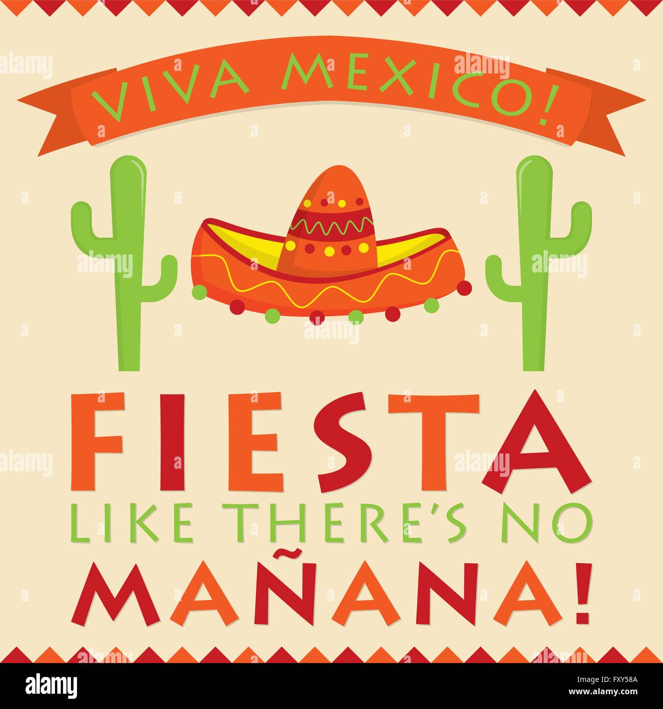 Retro style Mexican Fiesta card in vector format Stock Vector Image ...