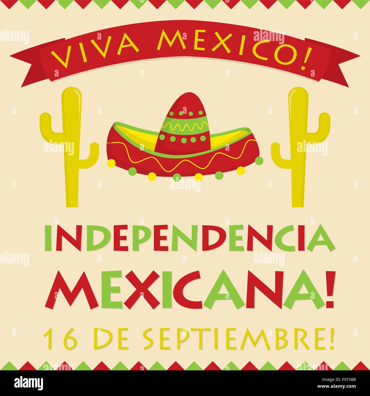 Retro style Independencia Mexicana (Mexican Independence Day) card in ...