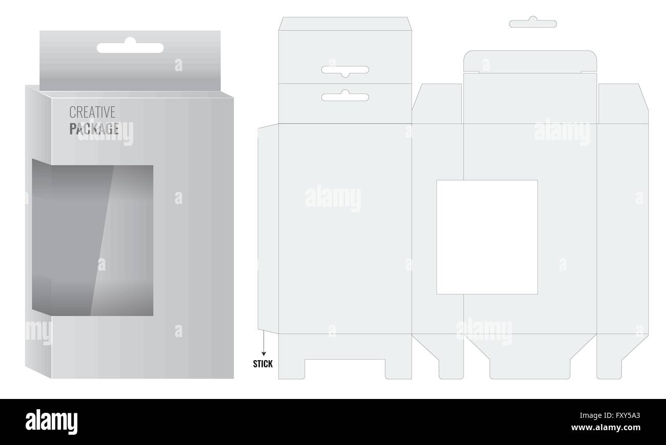 Vector box with Shelf Hanging Holes and Die cut Layout Stock Vector ...