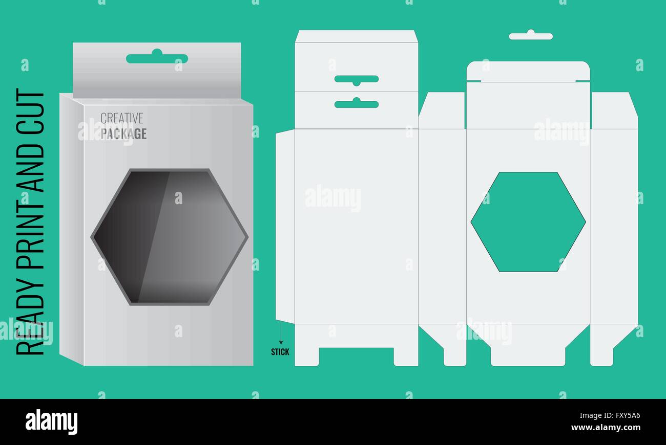 Vector box with Shelf Hanging Holes and Die cut Layout Stock Vector ...