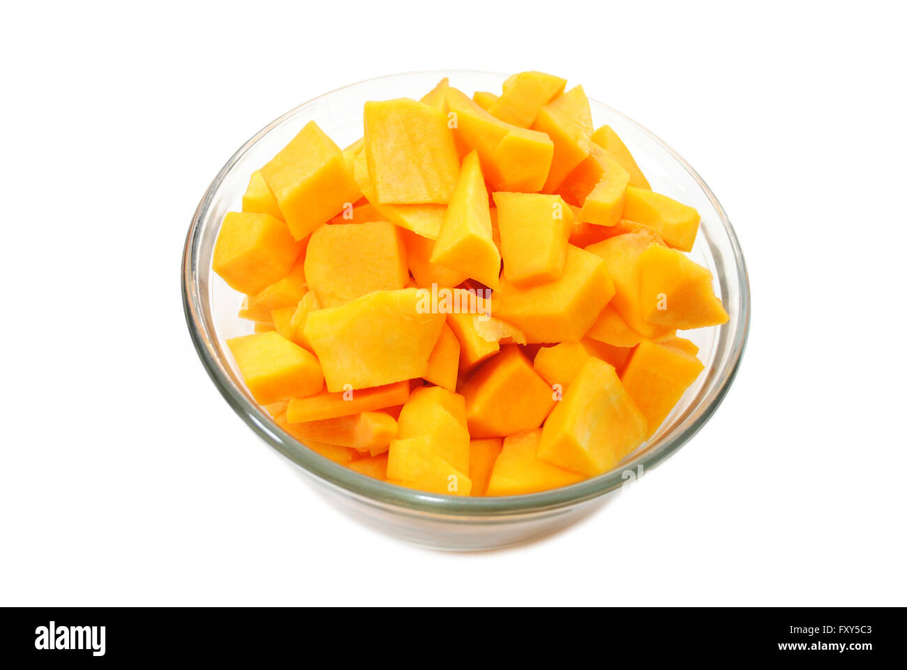 Cubed Raw Butternut Squash in a Bowl Stock Photo - Alamy