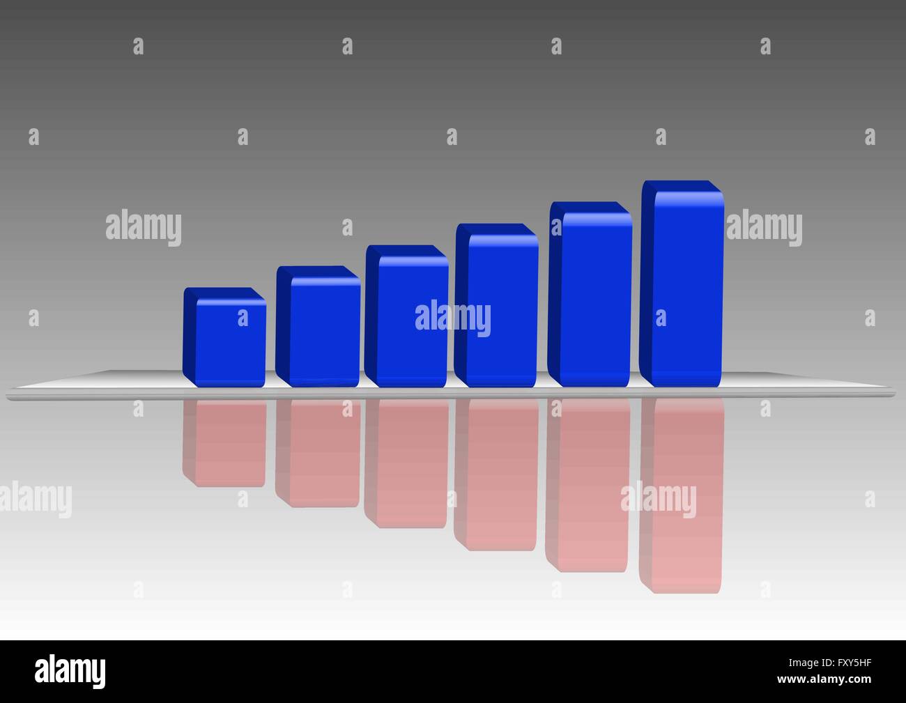 3d graph is standing on the grey desk and is showing growth. Red graph ...