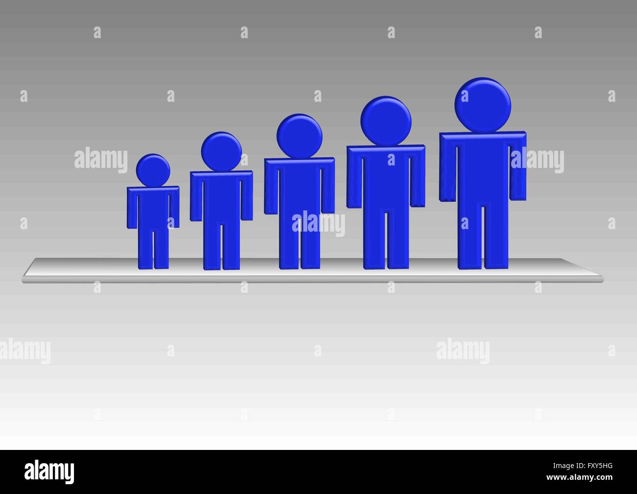 Graph of five blue persons lined up from smallest to largest are ...
