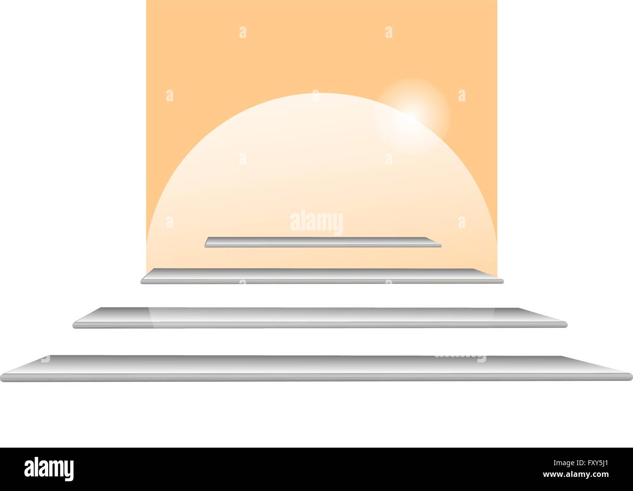 Empty stairs are rising up into the golden rectangle of light Stock ...