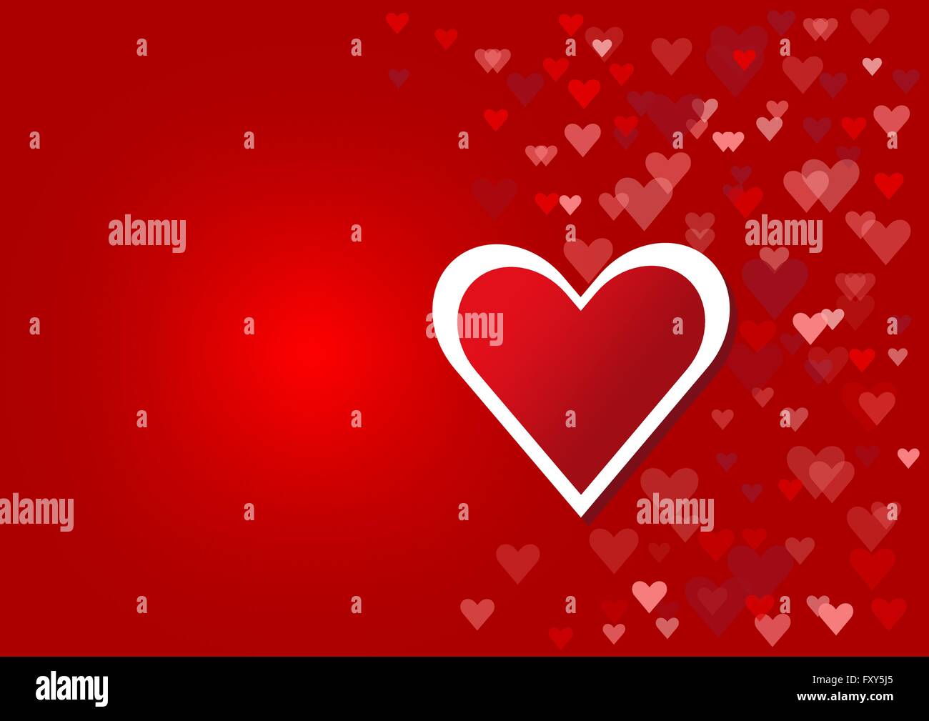 Red heart with the frame of the white heart are in the right side of ...