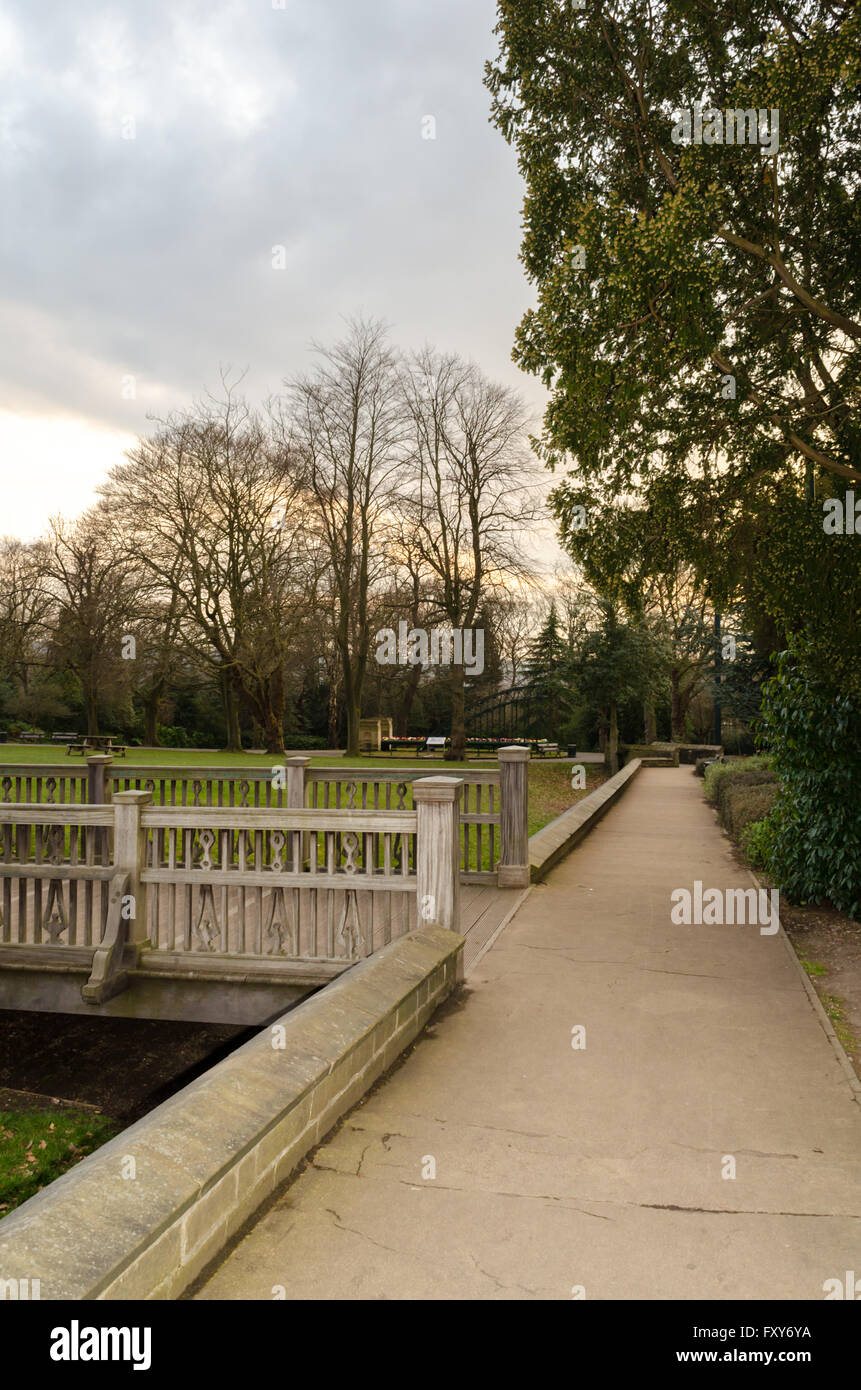 A Wooden Bridge and Pathway surrounding Saltwell Towers, in Saltwell ...