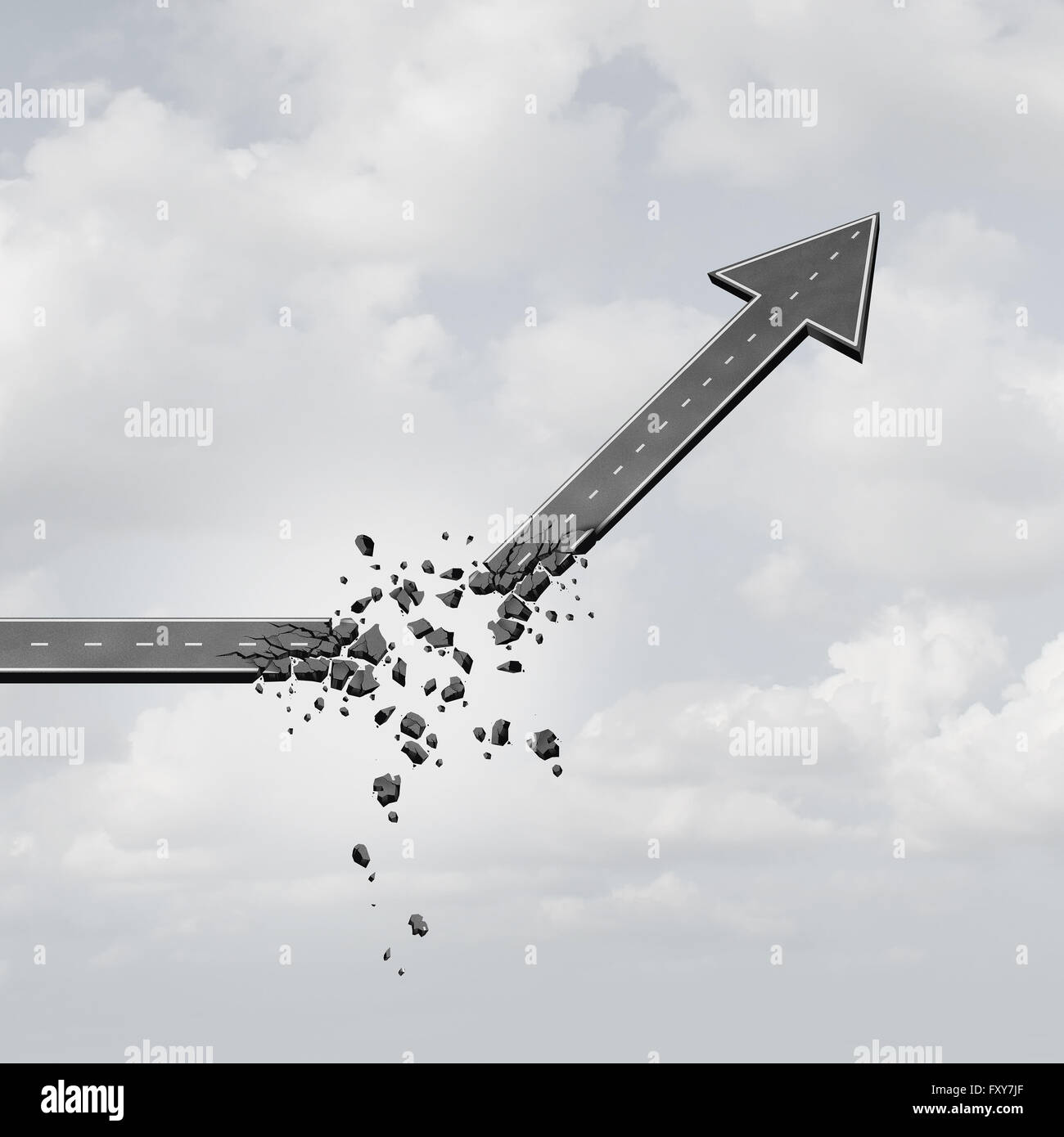 Accelerate business concept as a straight road breaking off with part ...